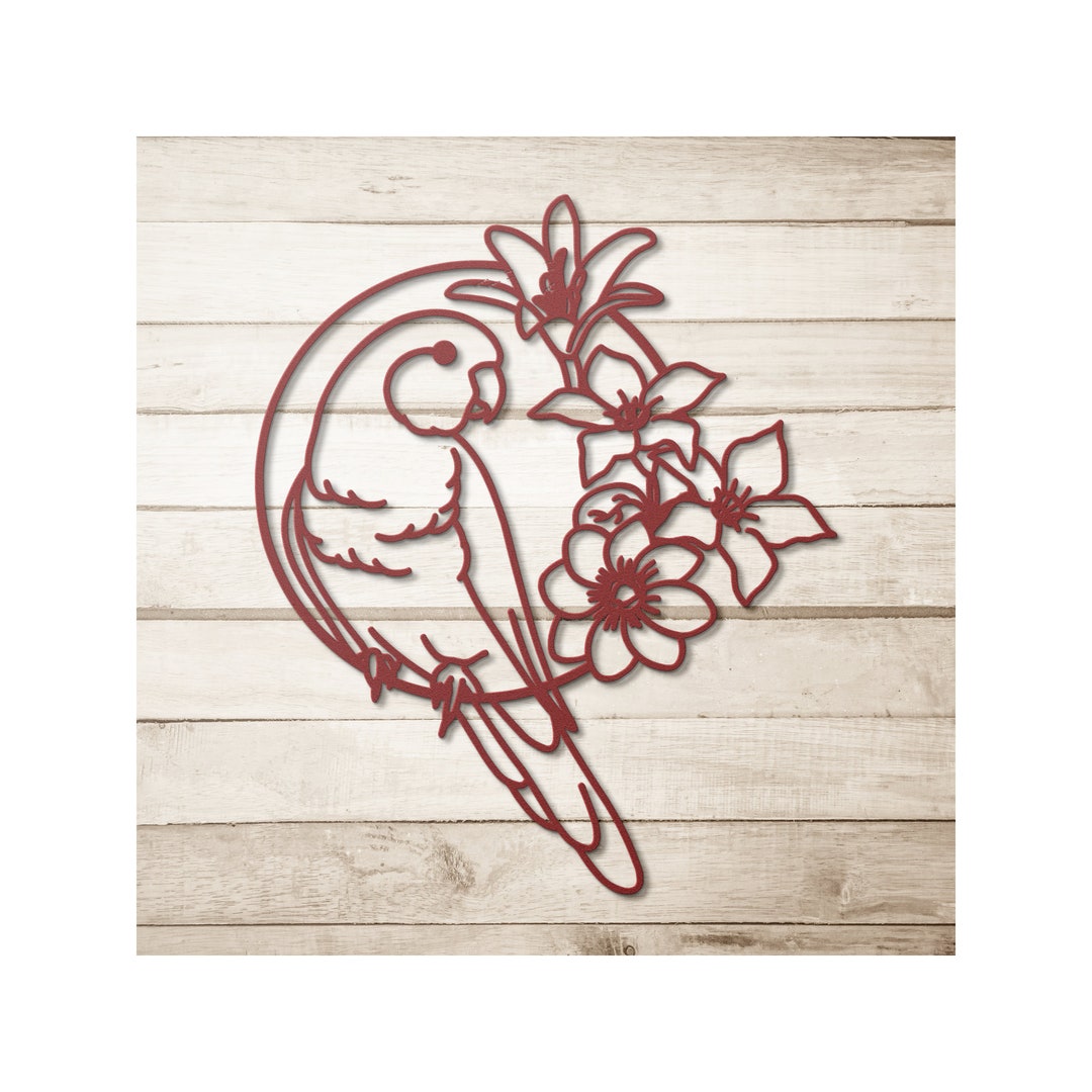Quaker Parrot Metal Sign, Cute Parrot Metal Decoration, Flower Bird ...