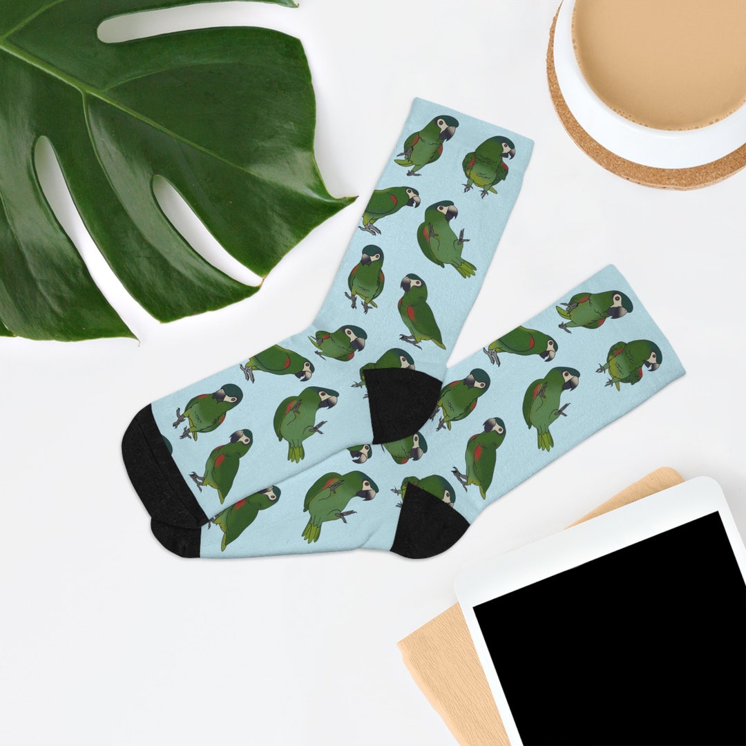Hahn's Macaw Socks, Cute Macaw Pattern Socks, Parrot Owner Gift Idea ...