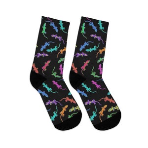 Gecko Doodle Pattern Socks, Reptile Lover Sublimation Socks. Gecko ...