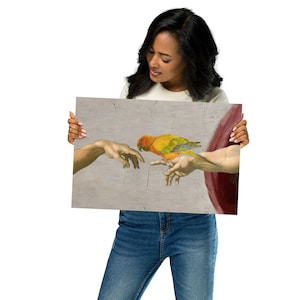 Michelangelo Sun Conure Poster, Creation of a Birb Print Art, Parrot ...