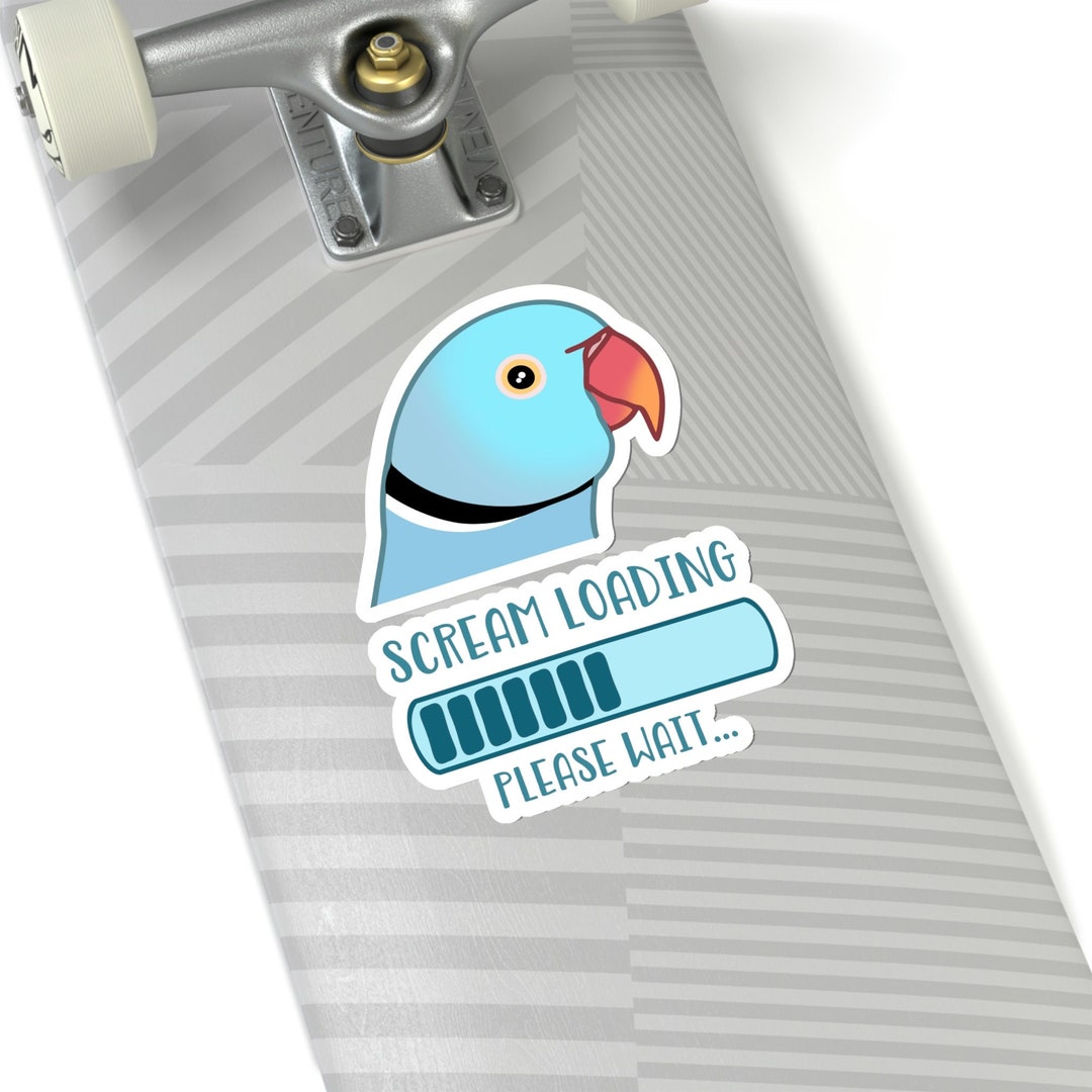 Scream Loading Ringneck Sticker, Blue Alexandrine Kiss-cut Sticker ...