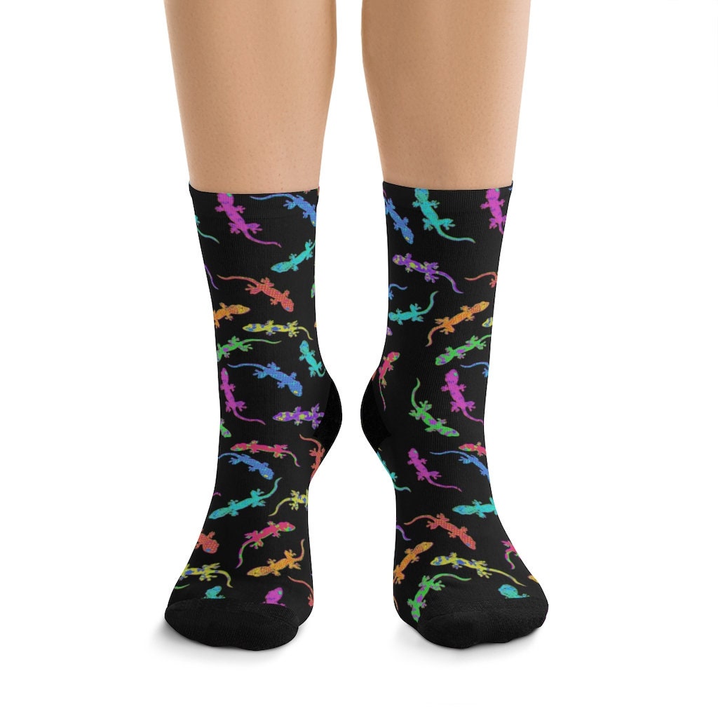 Gecko Doodle Pattern Socks Reptile Lover Sublimation Socks. - Etsy