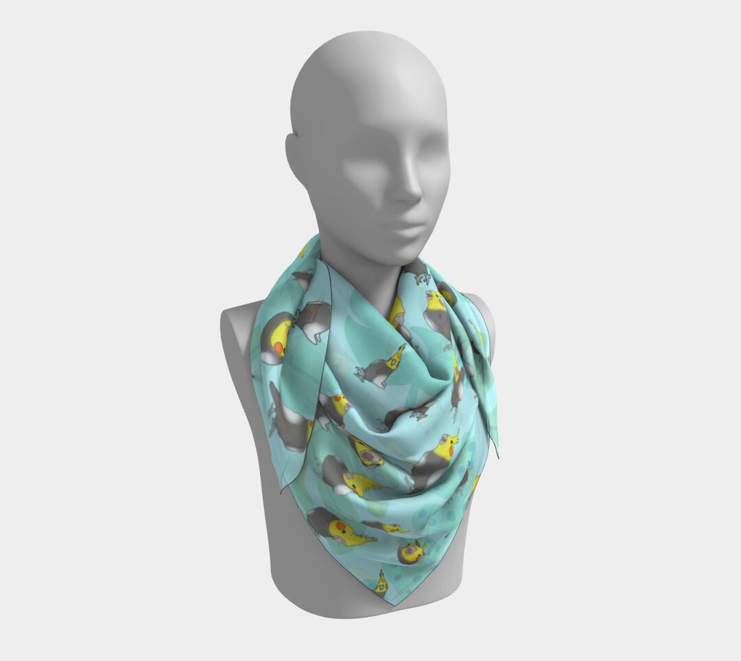 Cockatiel Pattern Poly Scarf, Cute Parrot Chiffon Scarf, Bird Lover ...