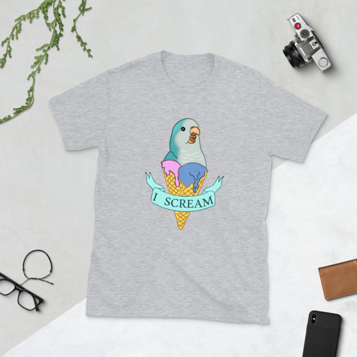 I scream Ice cream Blue Quaker Parrot T-Shirt Funny Monk | Etsy