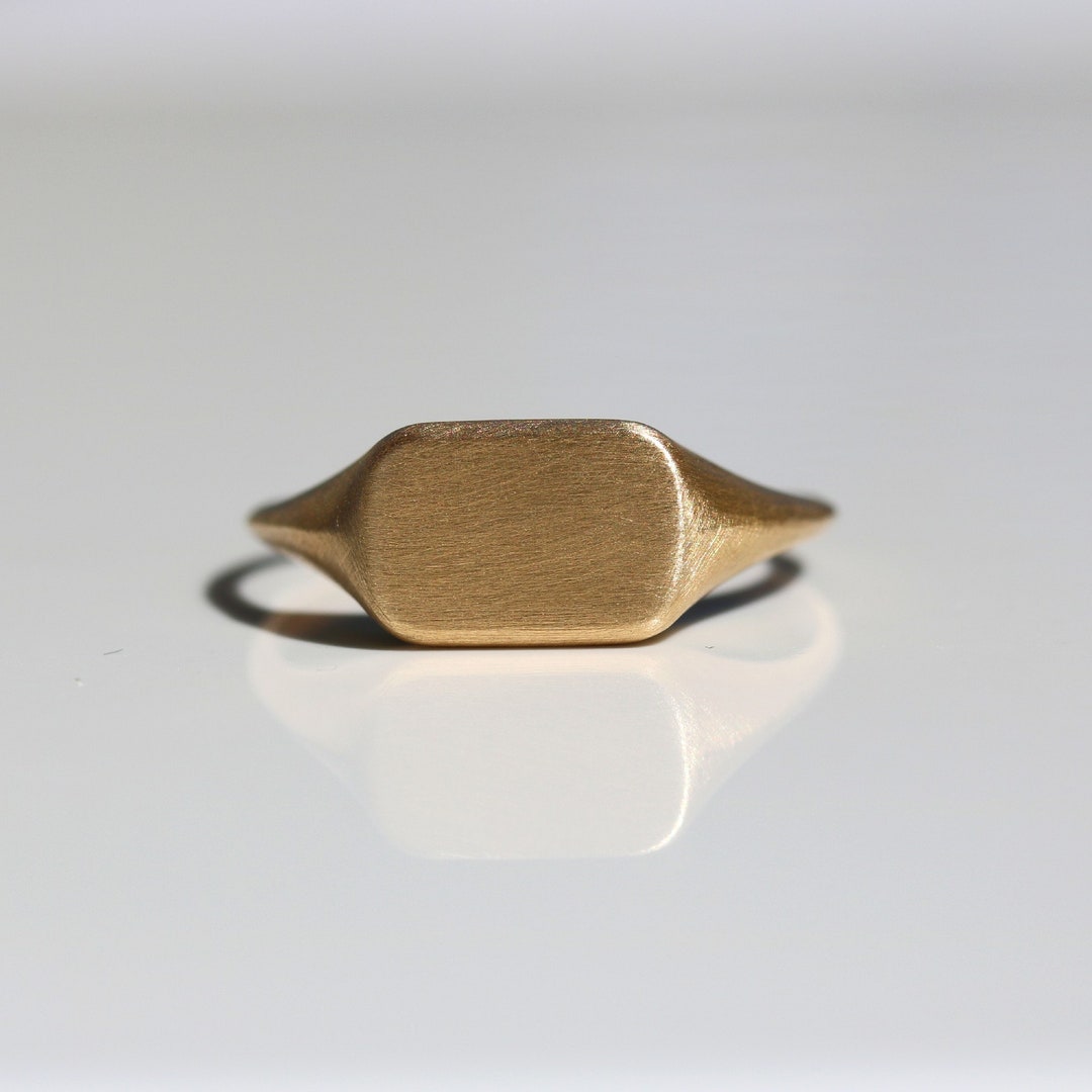 14k Solid Gold Rectangular Signet Ring - Etsy