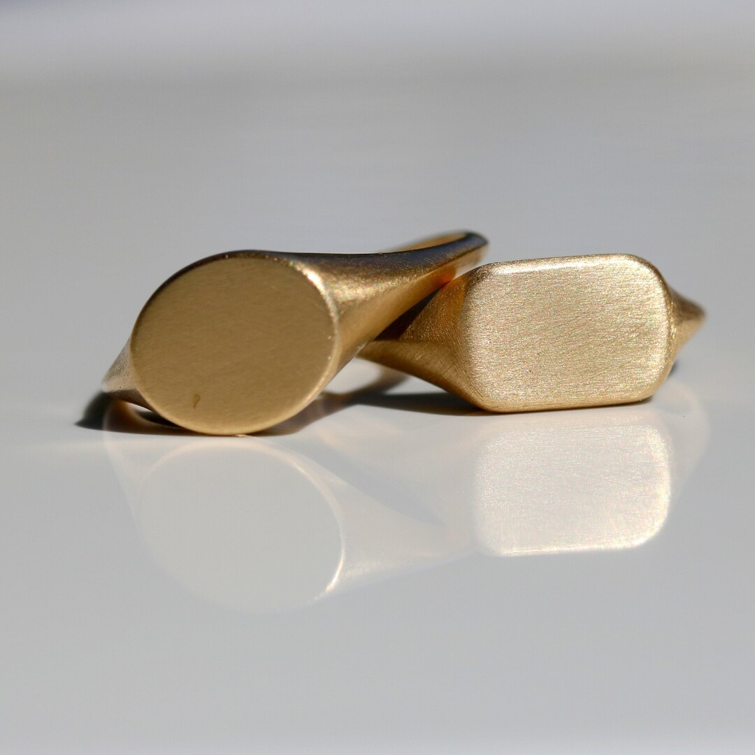 14k Solid Gold Rectangular Signet Ring - Etsy