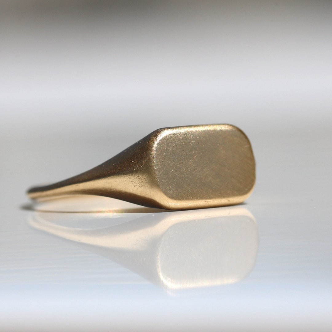 14k Solid Gold Rectangular Signet Ring - Etsy