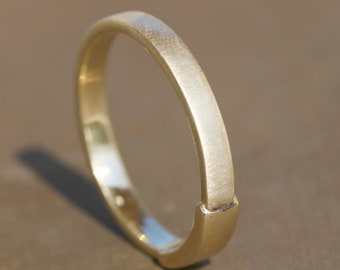 14K Solid Gold Band Wedding Ring Matte Finish | Etsy