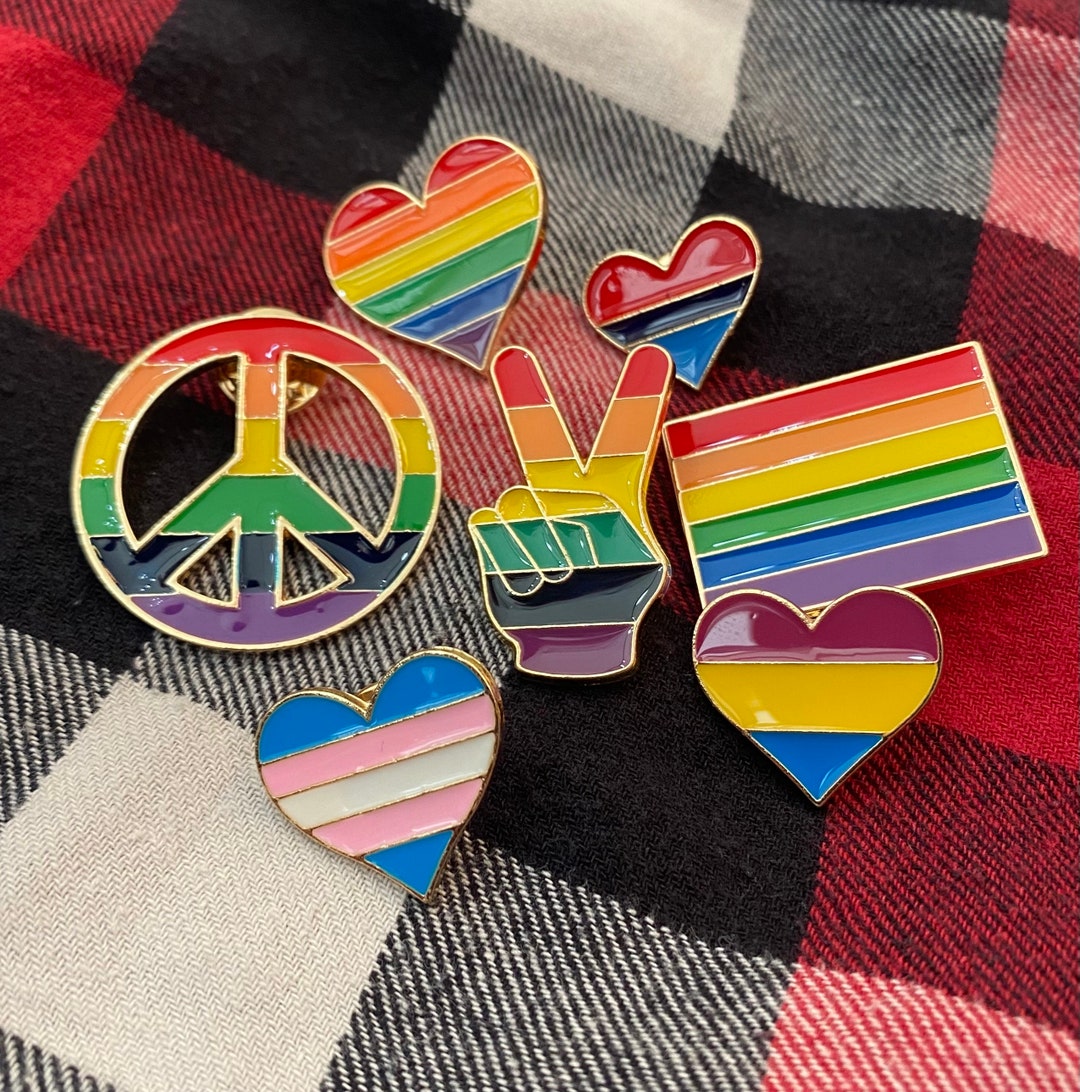 Pride Pins Bisexual Badge Pansexual Transgender Lgbt Gay Peace Sign ...