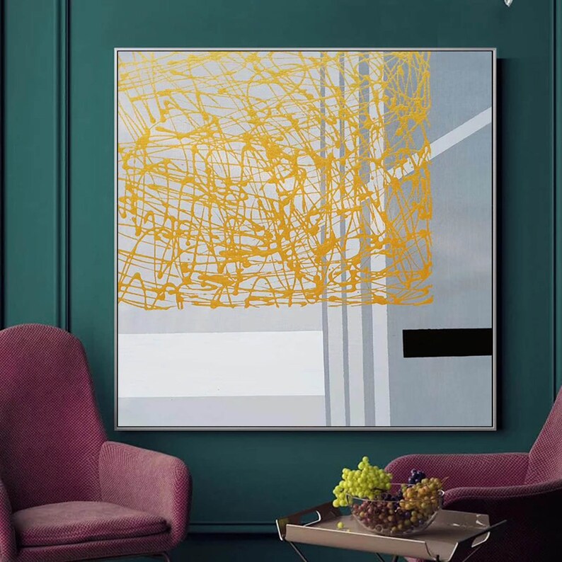 Original Abstract Wall Art, Gold Painting Art, Large Abstract Wall Art ...