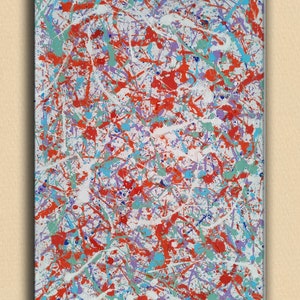 ORIGINAL Large Jackson Pollock Style Painting, Large Red String Wall ...