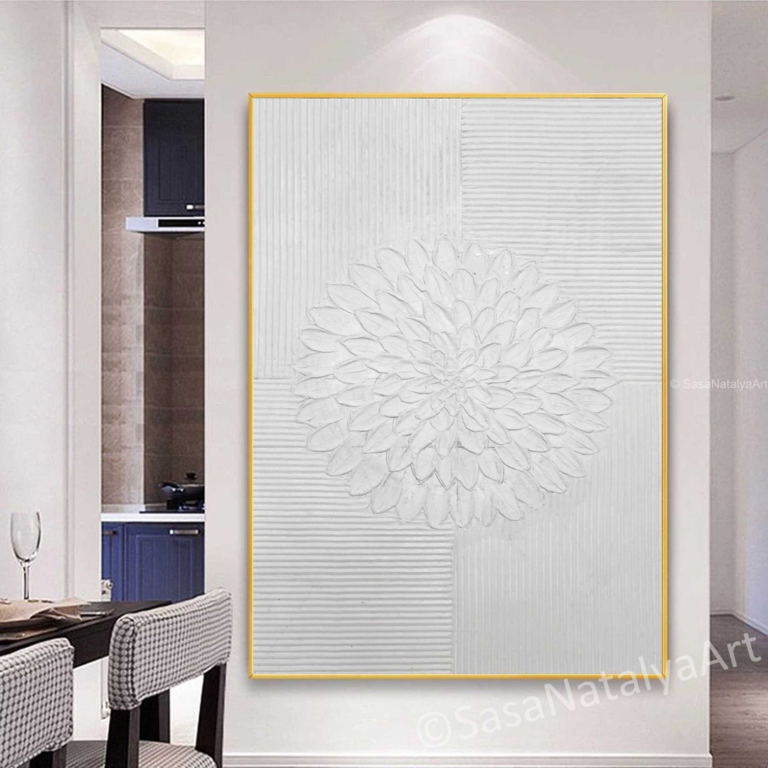 White Painting, White Texture Painting Art, Large White Abstract ...