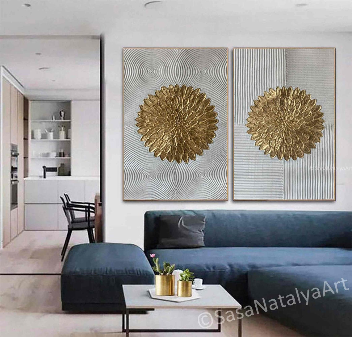 Abstract Art Set Set of 2 Wall Art Large Wall Art Modern - Etsy