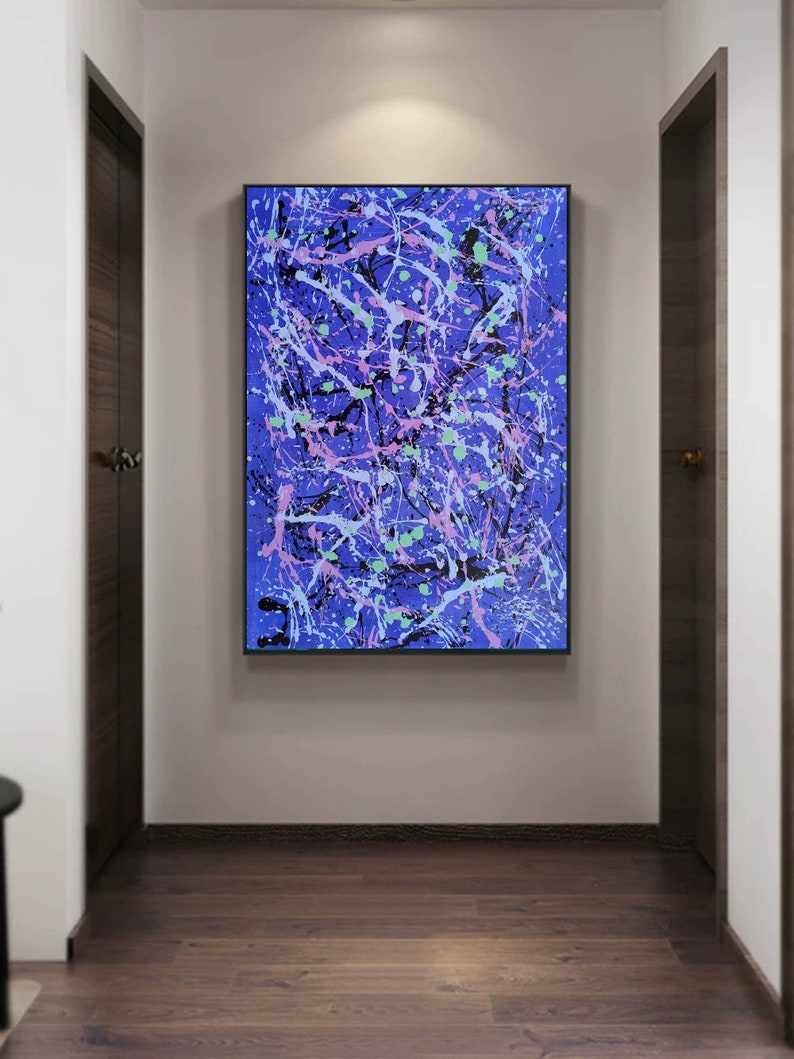 Oversized Blue Abstract Painting large canvas wall art blue | Etsy