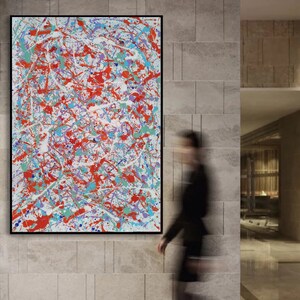 ORIGINAL Large Jackson Pollock Style Painting, Large Red String Wall ...