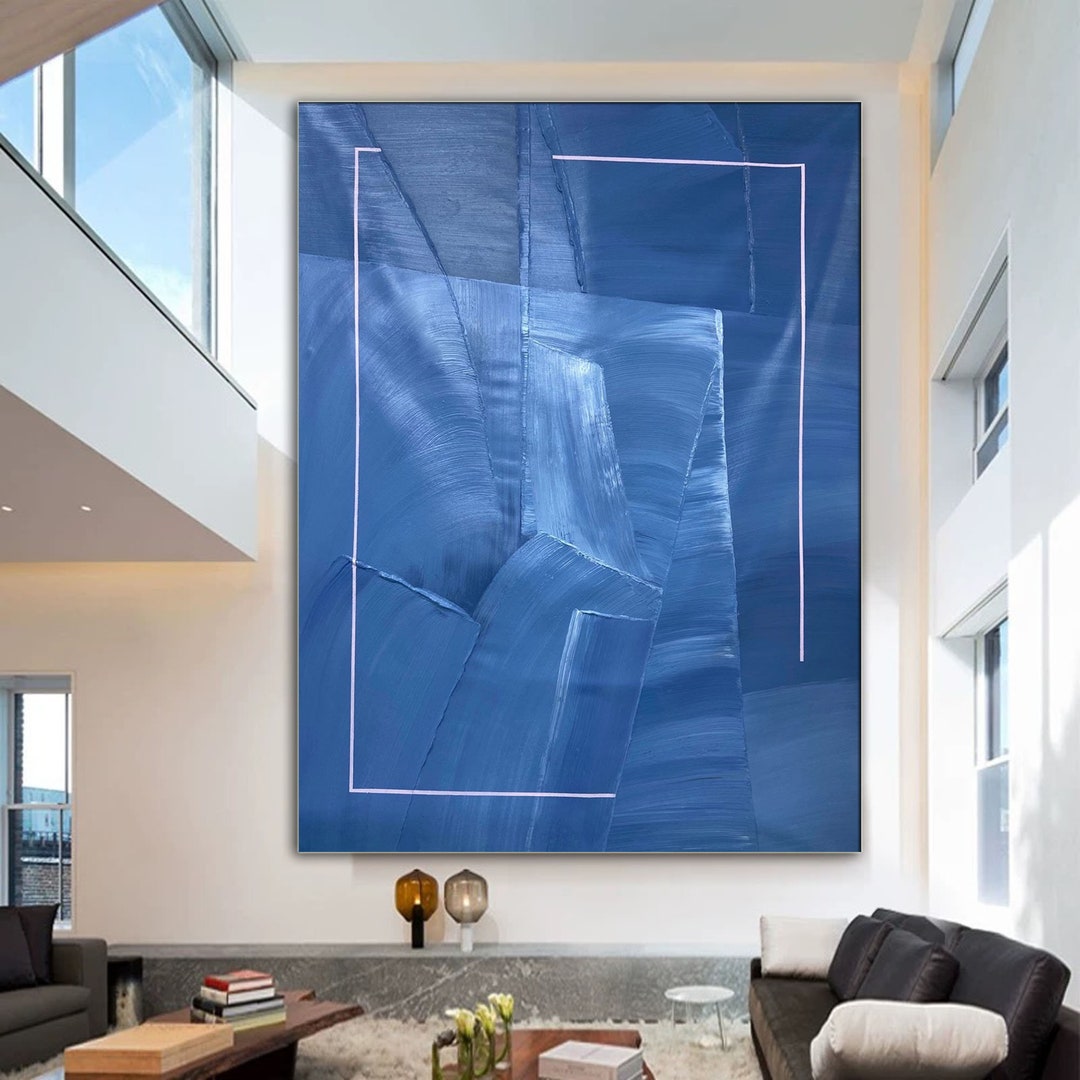 Blue Minimalist Painting, Original Painting, Large Blue Abstract ...