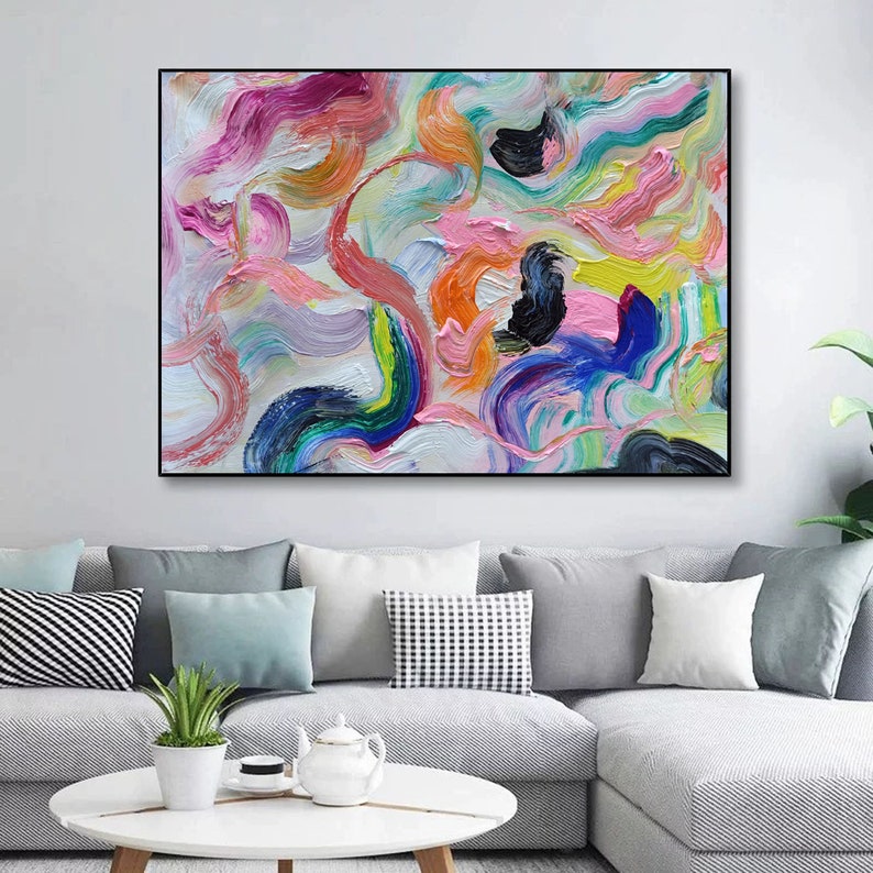 Multi-colored Oversized Abstract Painting on Canvas Acrylic - Etsy