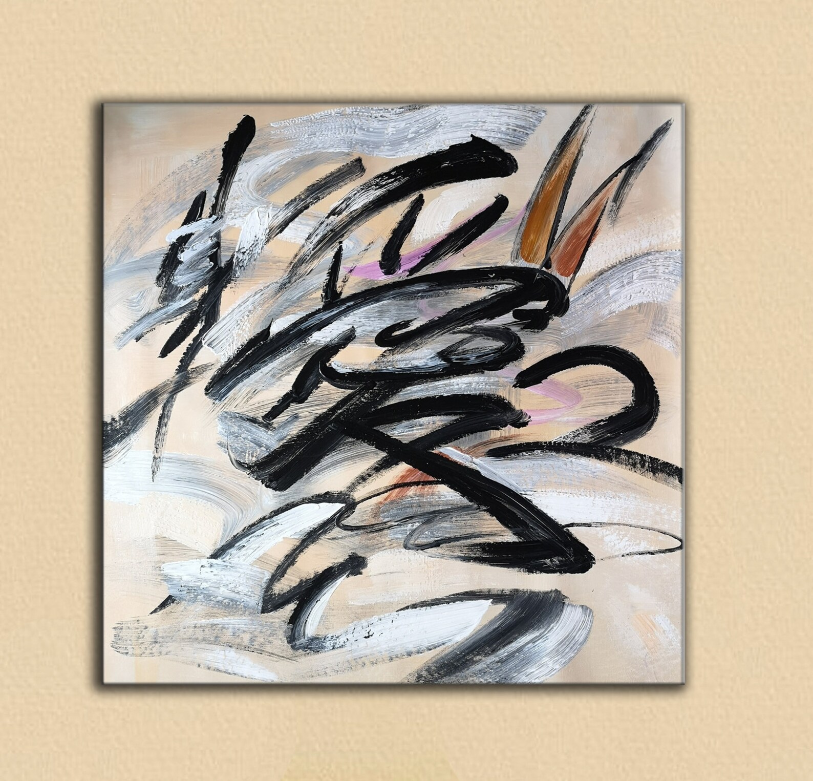 ORIGINAL Chinese Love Asian 爱 Abstract Painting calligraphy | Etsy