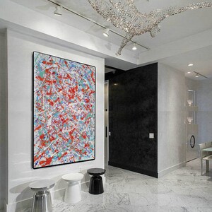 ORIGINAL Large Jackson Pollock Style Painting, Large Red String Wall ...