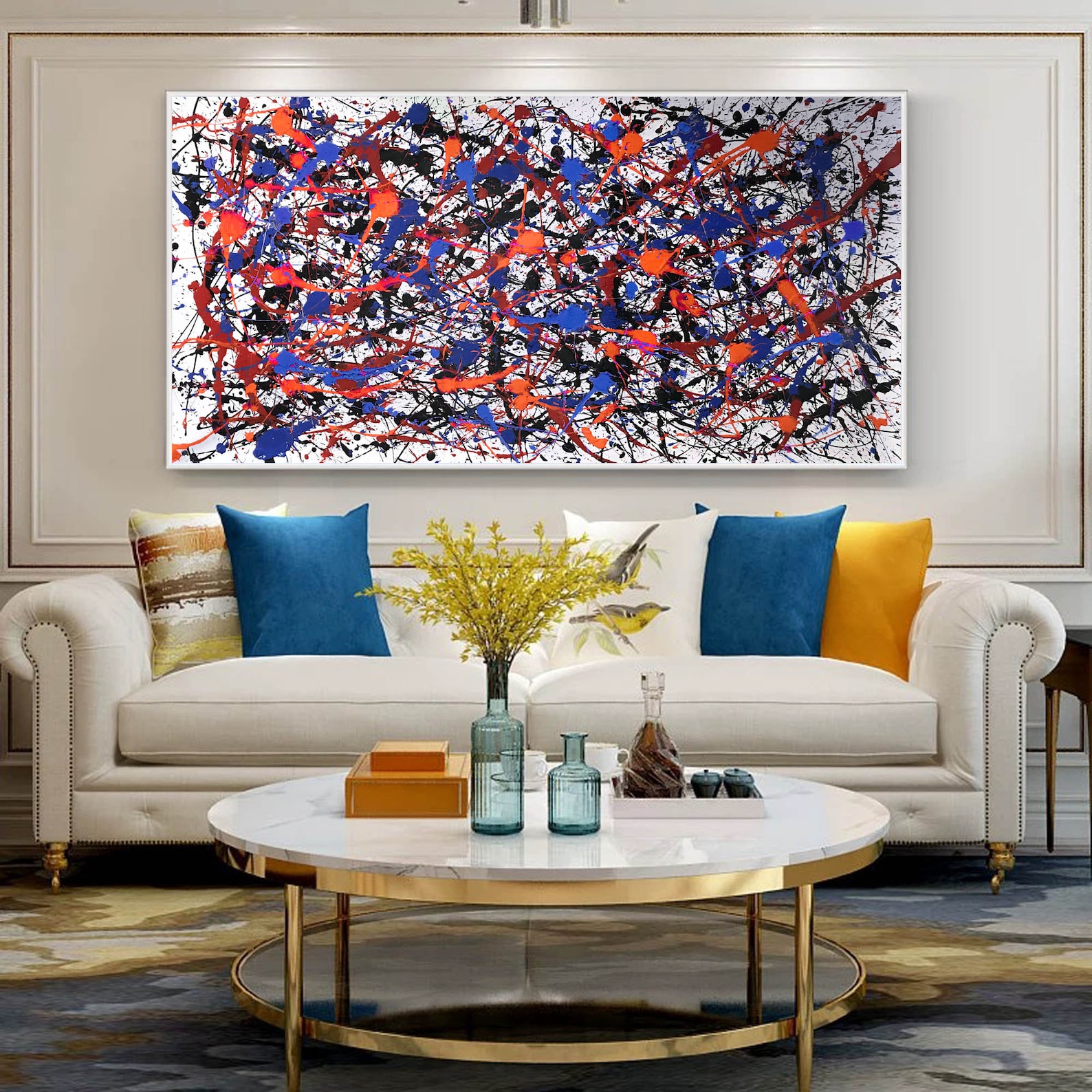 Large Oil Painting Original Pollock Painting Colorful Abstract Painting ...
