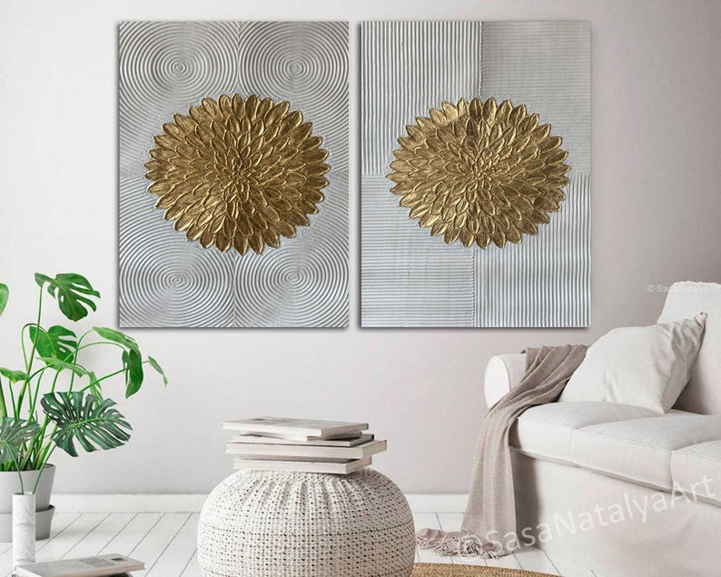 Abstract Art Set Set of 2 Wall Art Large Wall Art Modern - Etsy