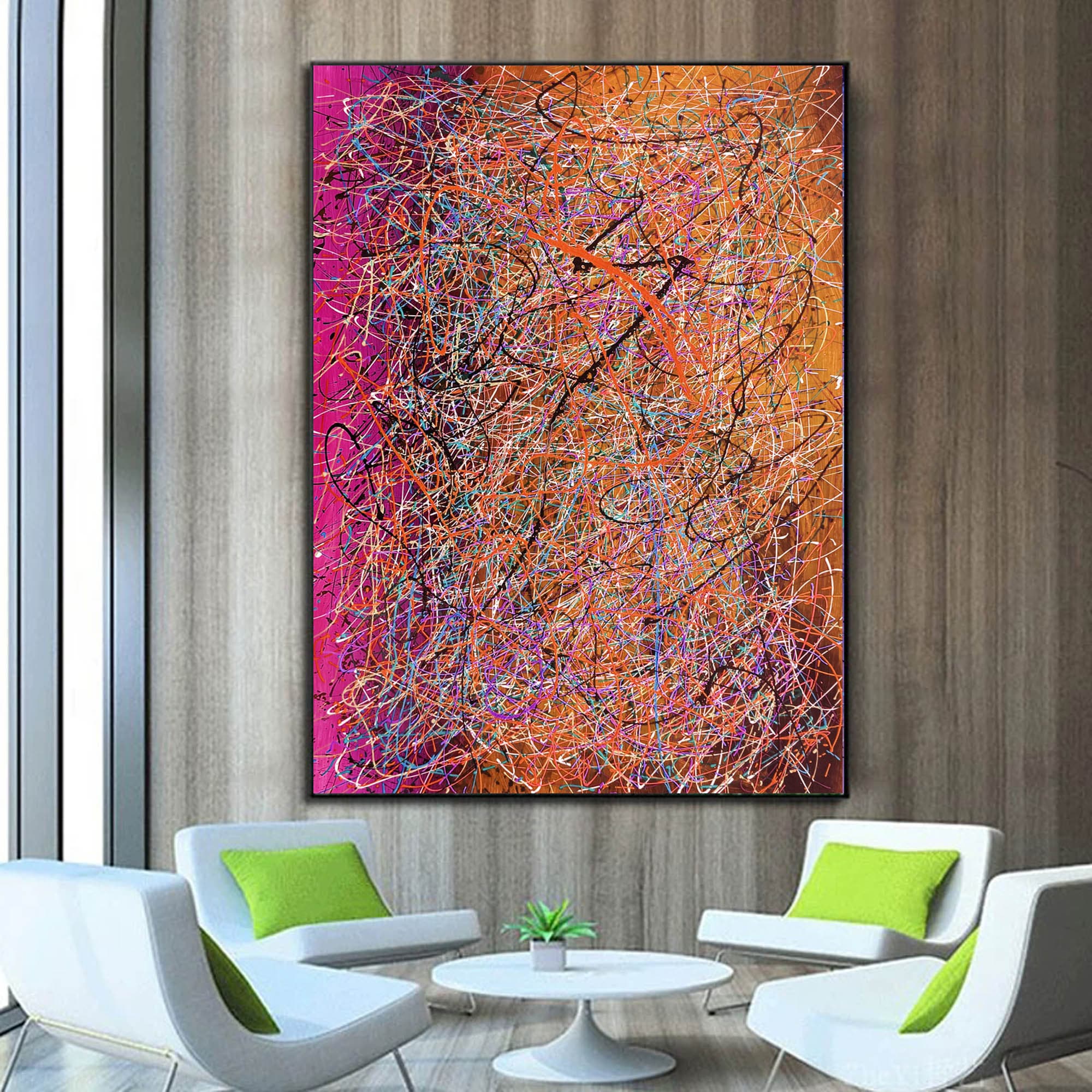 Abstract Art Orange Red Large Wall Art Modern Wall Art | Etsy