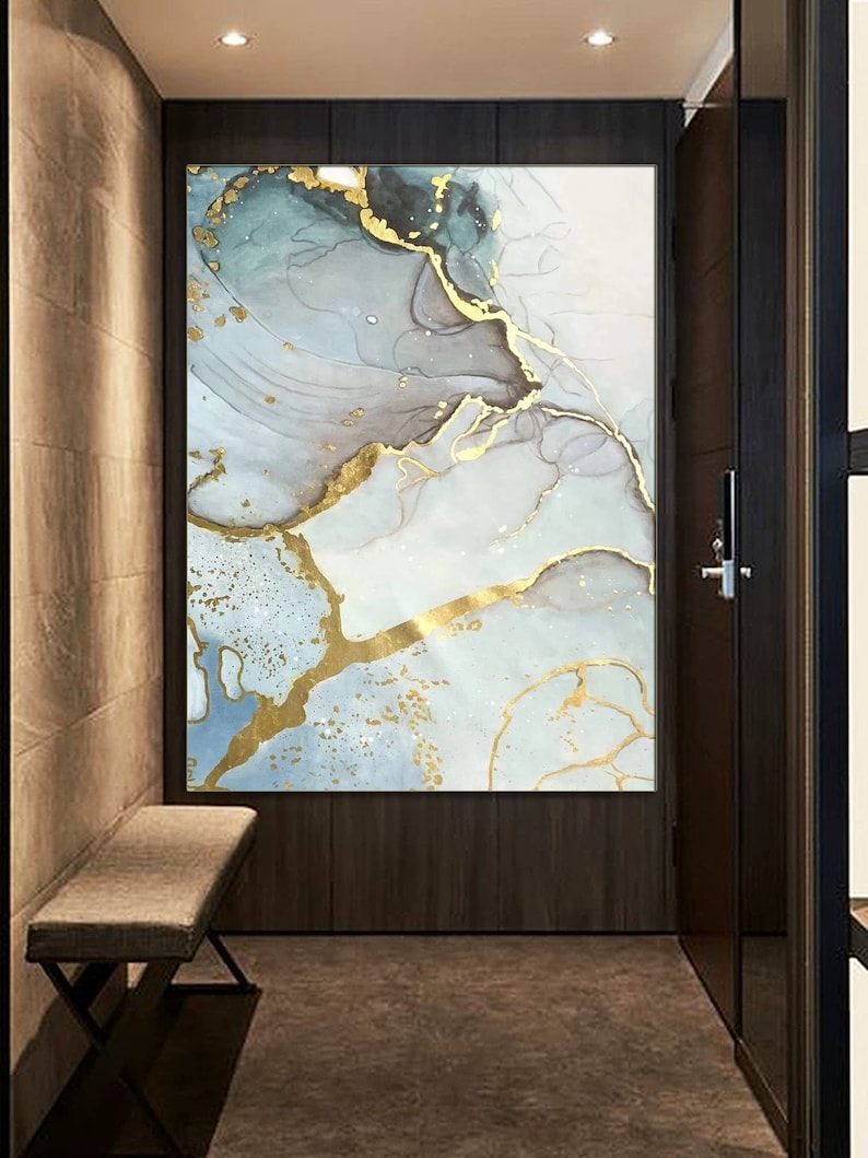 Minimal Canvas Art Large Wall Art Big Gold Painting Extra - Etsy