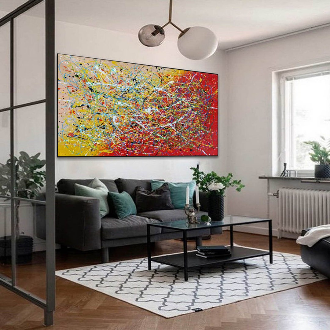 Large Oil Painting, Jackson Pollock Style Painting, Abstract Wall Art ...