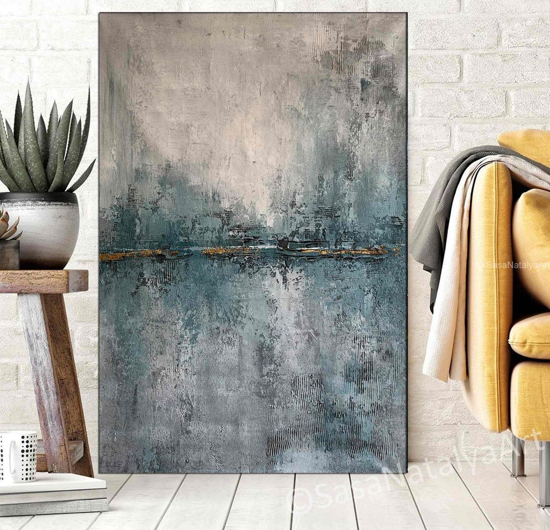 Large Blue Wall Art Blue Abstract Painting Blue Abstract Wall Art ...