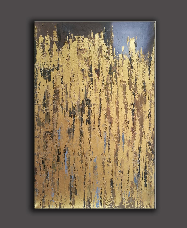 Large Abstract Art Gold foil painting gold leaf painting | Etsy