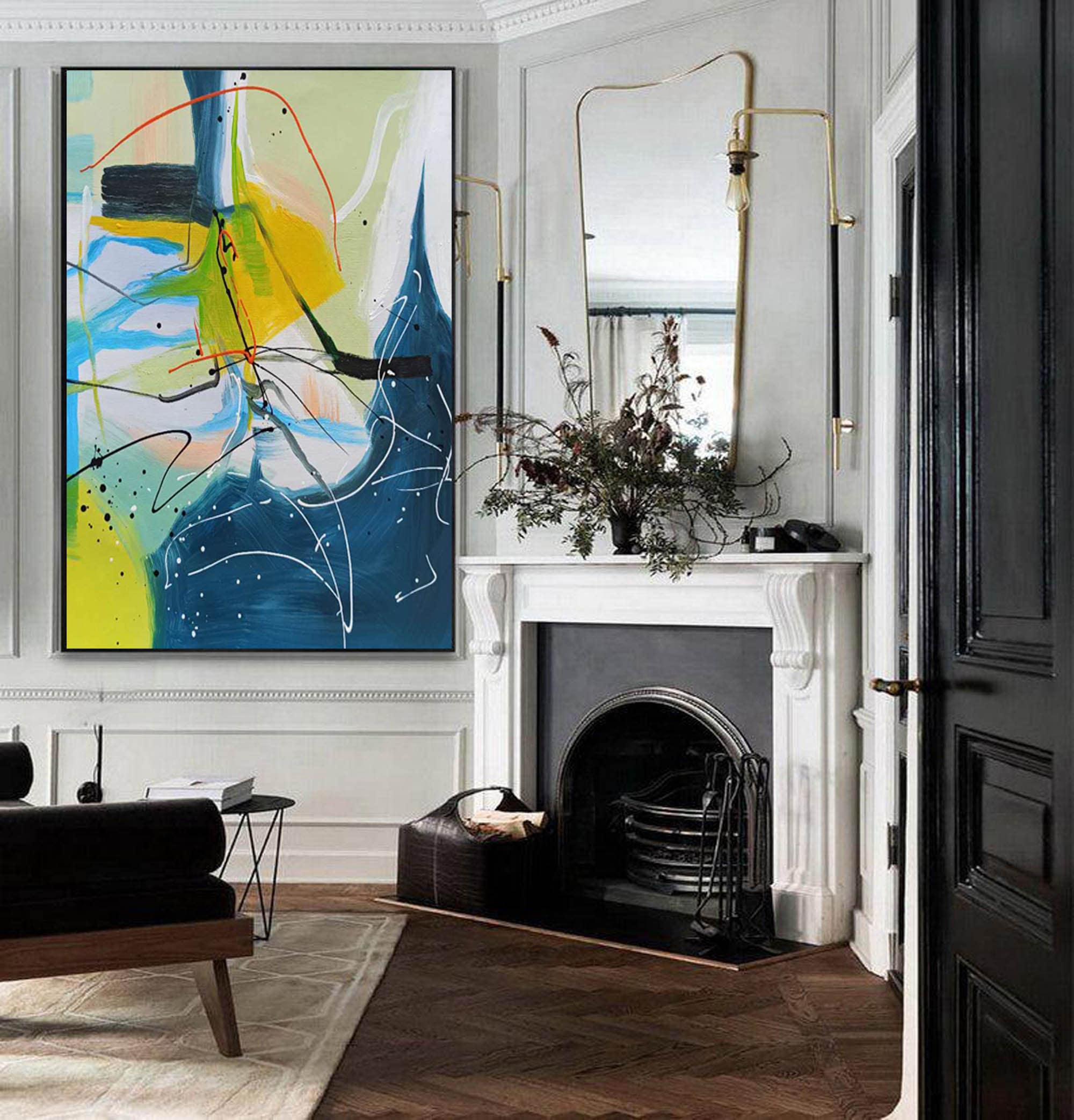Large Oil Painting , Contemporary Abstract Canvas, Extra Large Framed ...