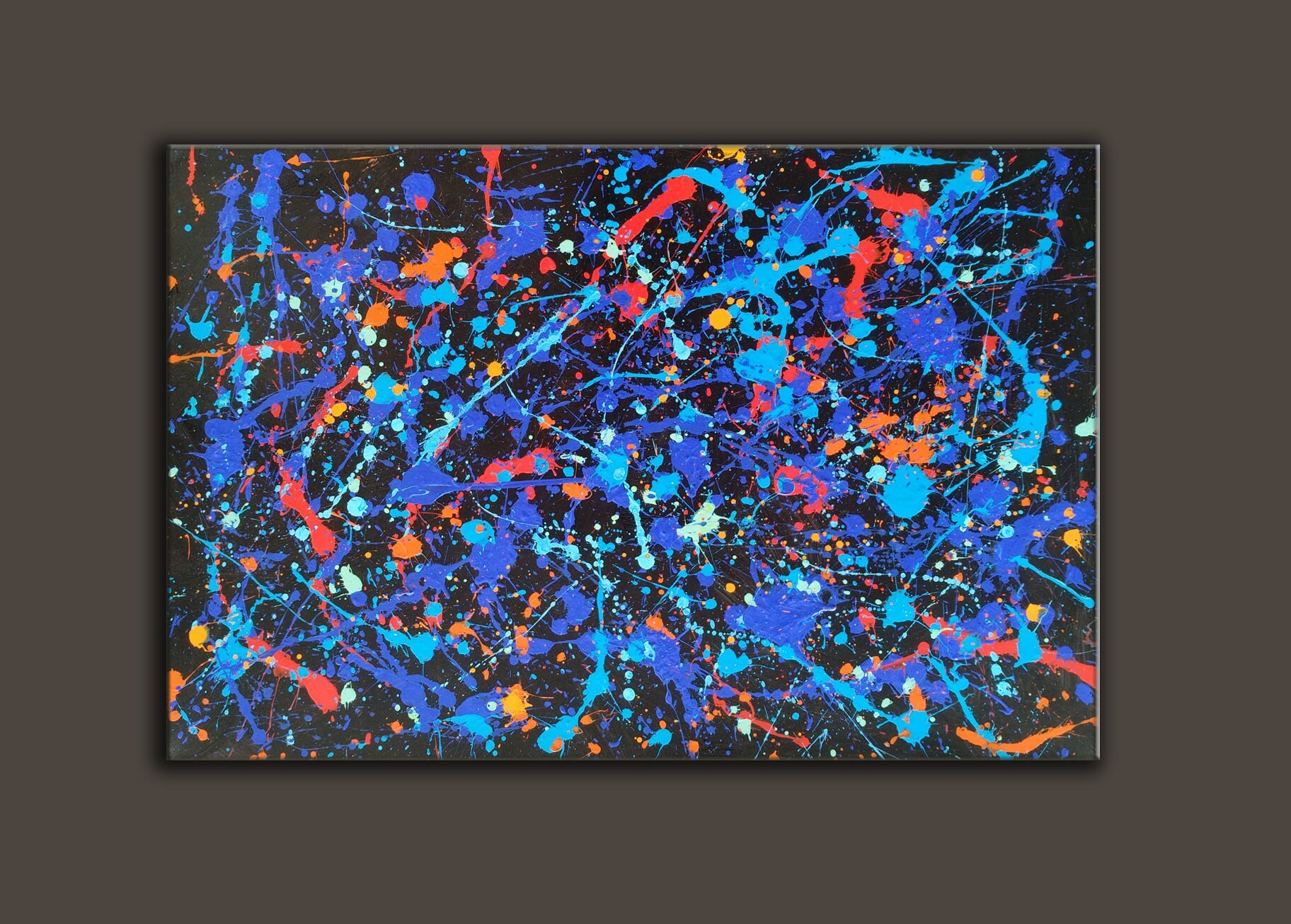 Jackson Pollock Style Art, Pollock Large Artwork, Blue Large Wall Art ...