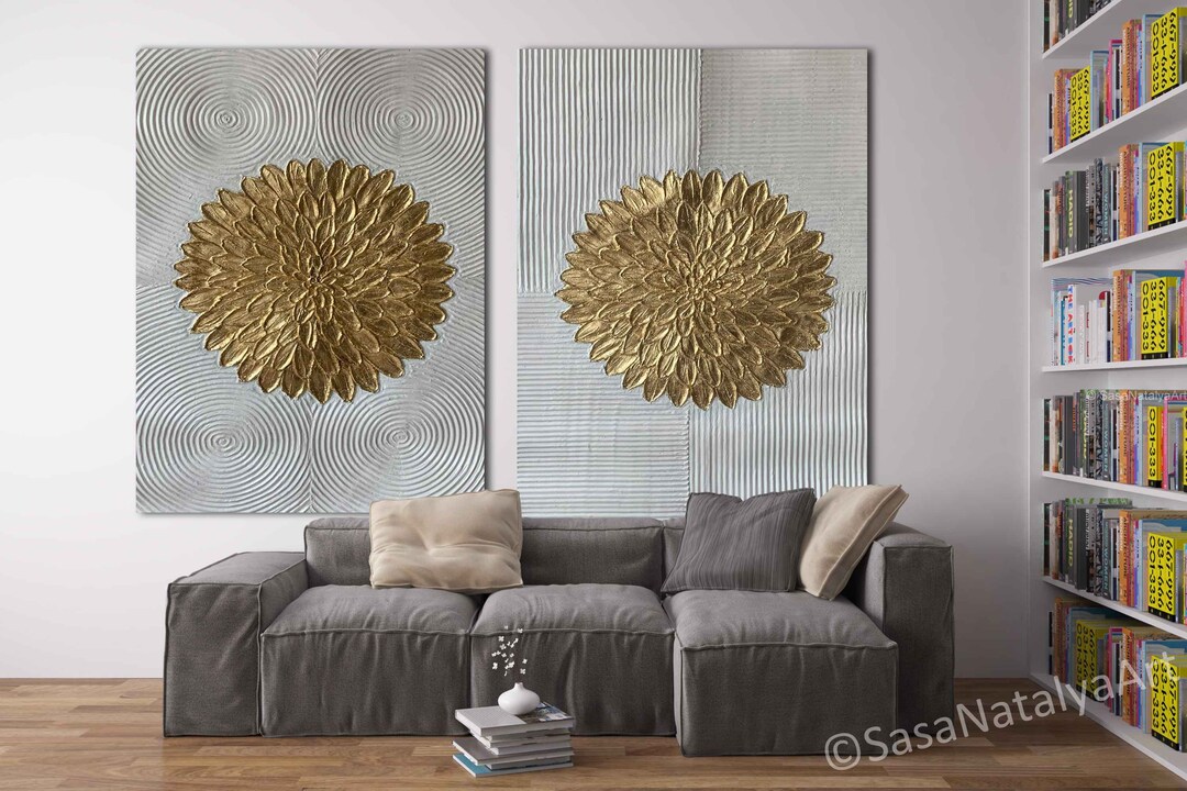 Abstract Art Set, Set of 2 Wall Art, Large Wall Art, Modern Wall Art ...