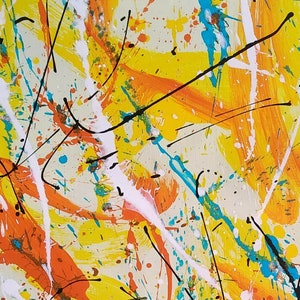 Yellow Jackson Pollock Drip Style Painting Textured - Etsy