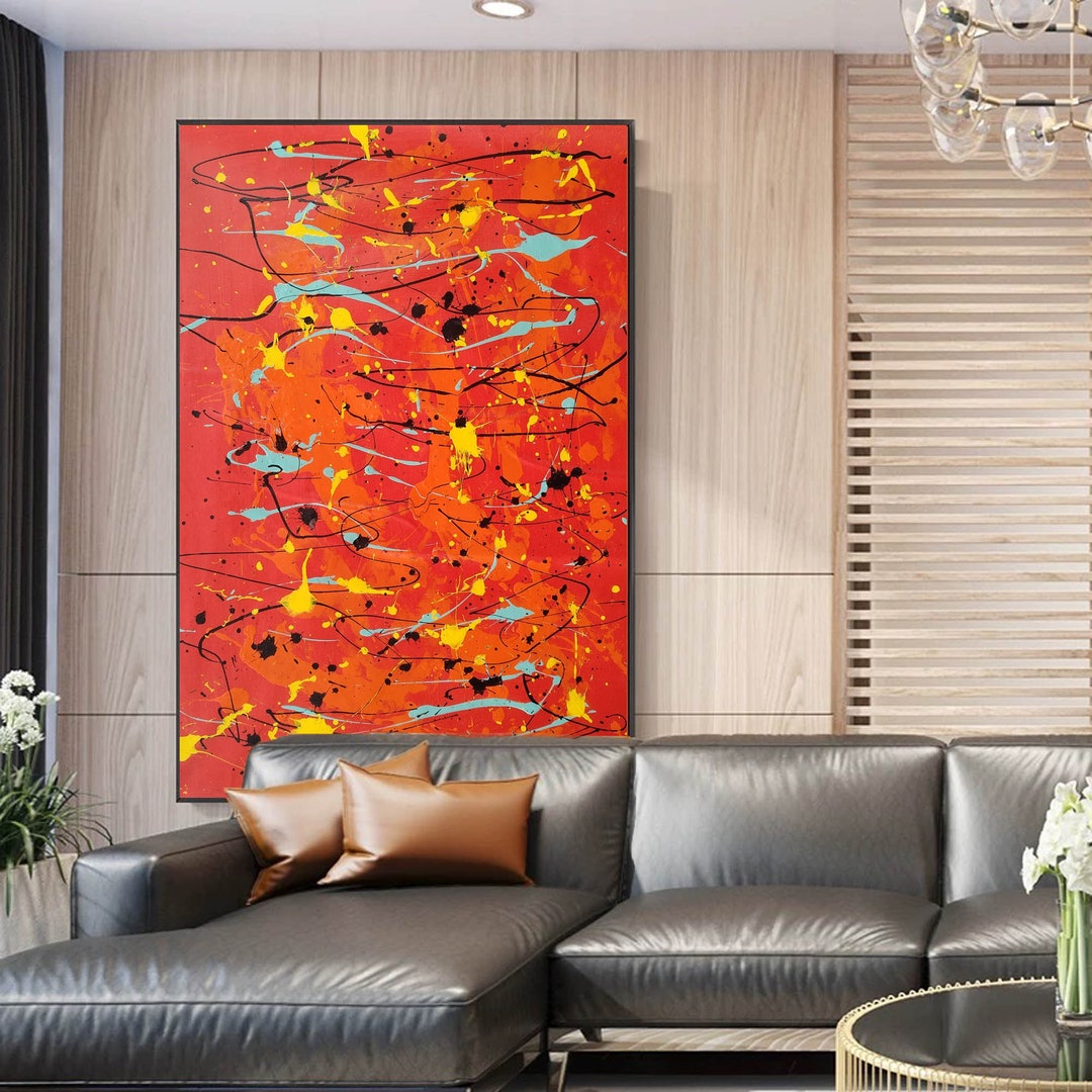 Large Abstract Red Paintings, Extra Large Canvas Wall Art, Jackson ...