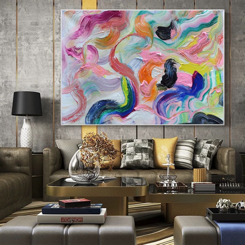 Multi-colored Oversized Abstract Painting on Canvas Acrylic - Etsy
