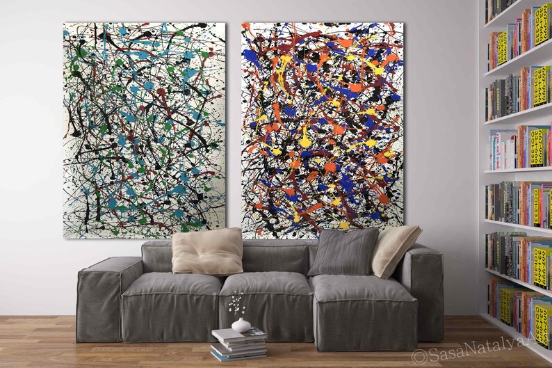 Large Set of 2 Painting Set of 2 Wall Art Set Large Abstract | Etsy