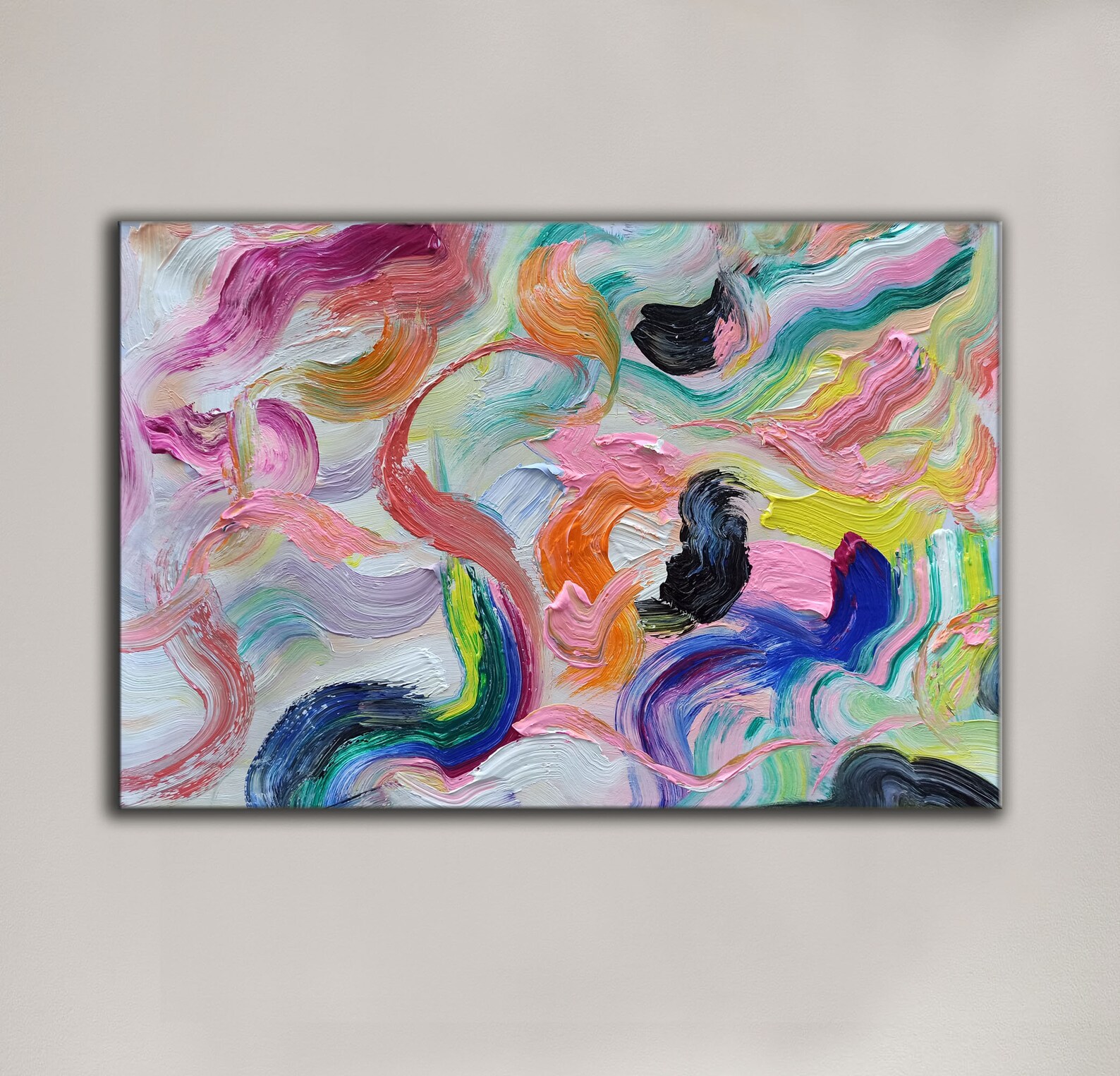Multi-colored Oversized Abstract Painting on Canvas Acrylic - Etsy