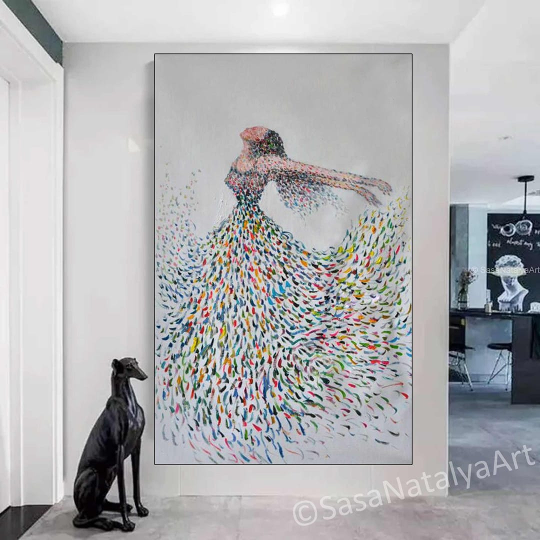 Ballerina Abstract Canvas: Large Abstract Ballerina Painting for Living ...