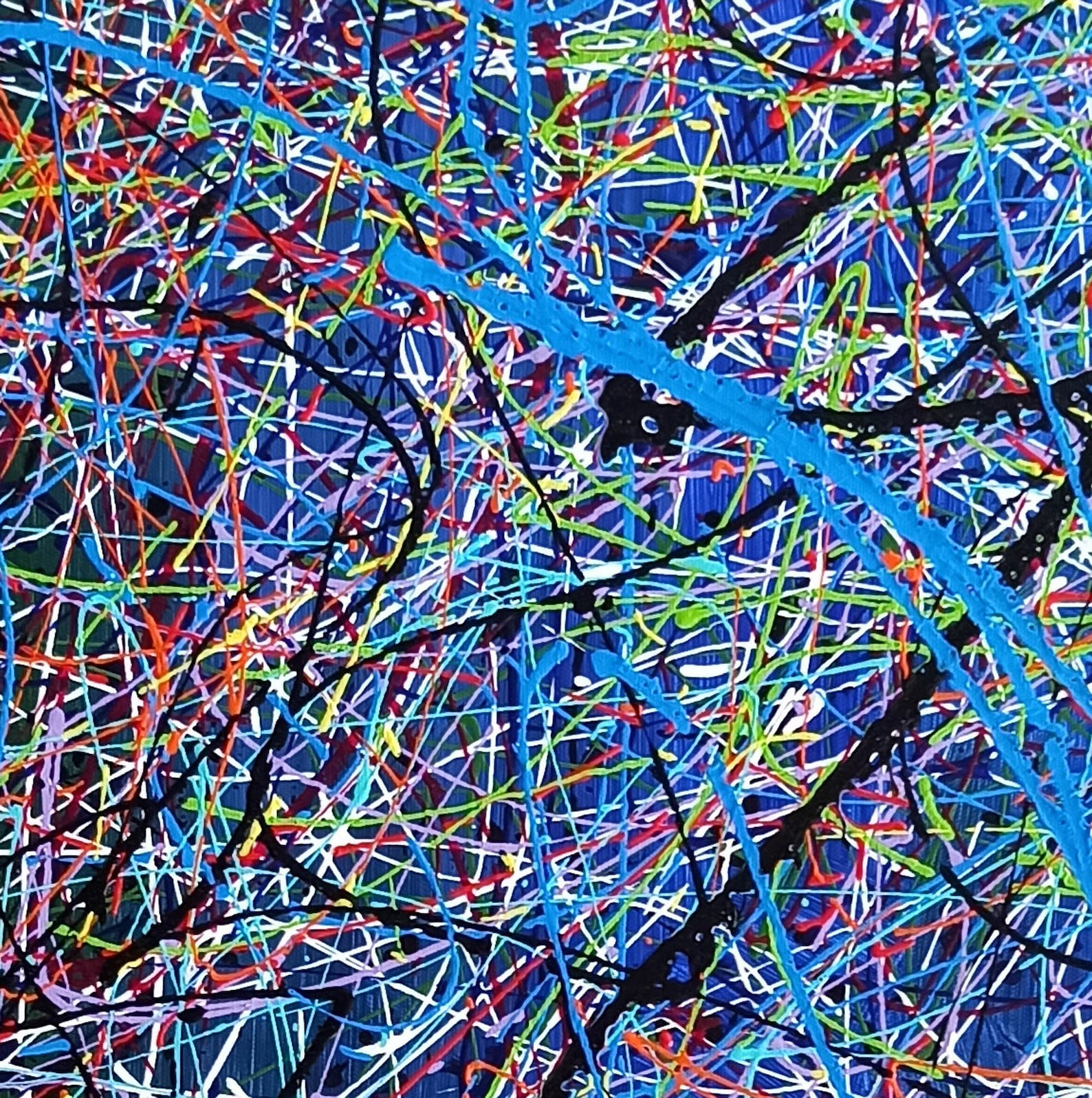 Pollock Style Painting Modern Oversized Wall Art Blue | Etsy