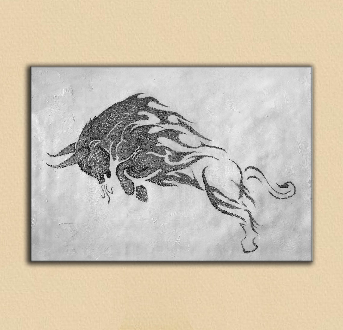 Bull Painting Abstract Canvas Large Oil Painting Original - Etsy