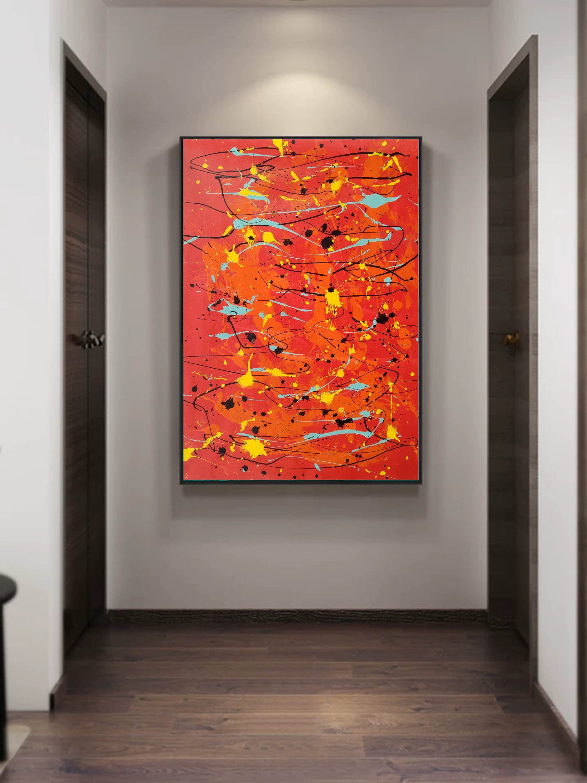 Red Painting Jackson Pollock Drip Style Paintinglarge Wall - Etsy UK