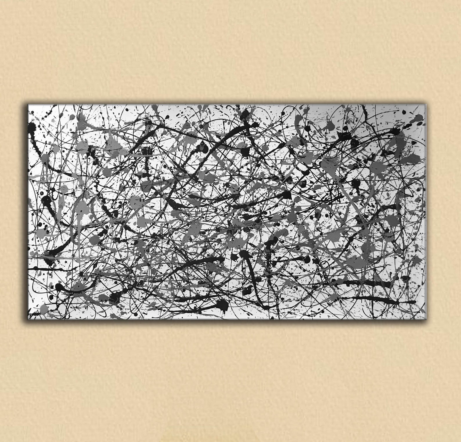 Abstract Black & White Pollock Painting White Pollock | Etsy