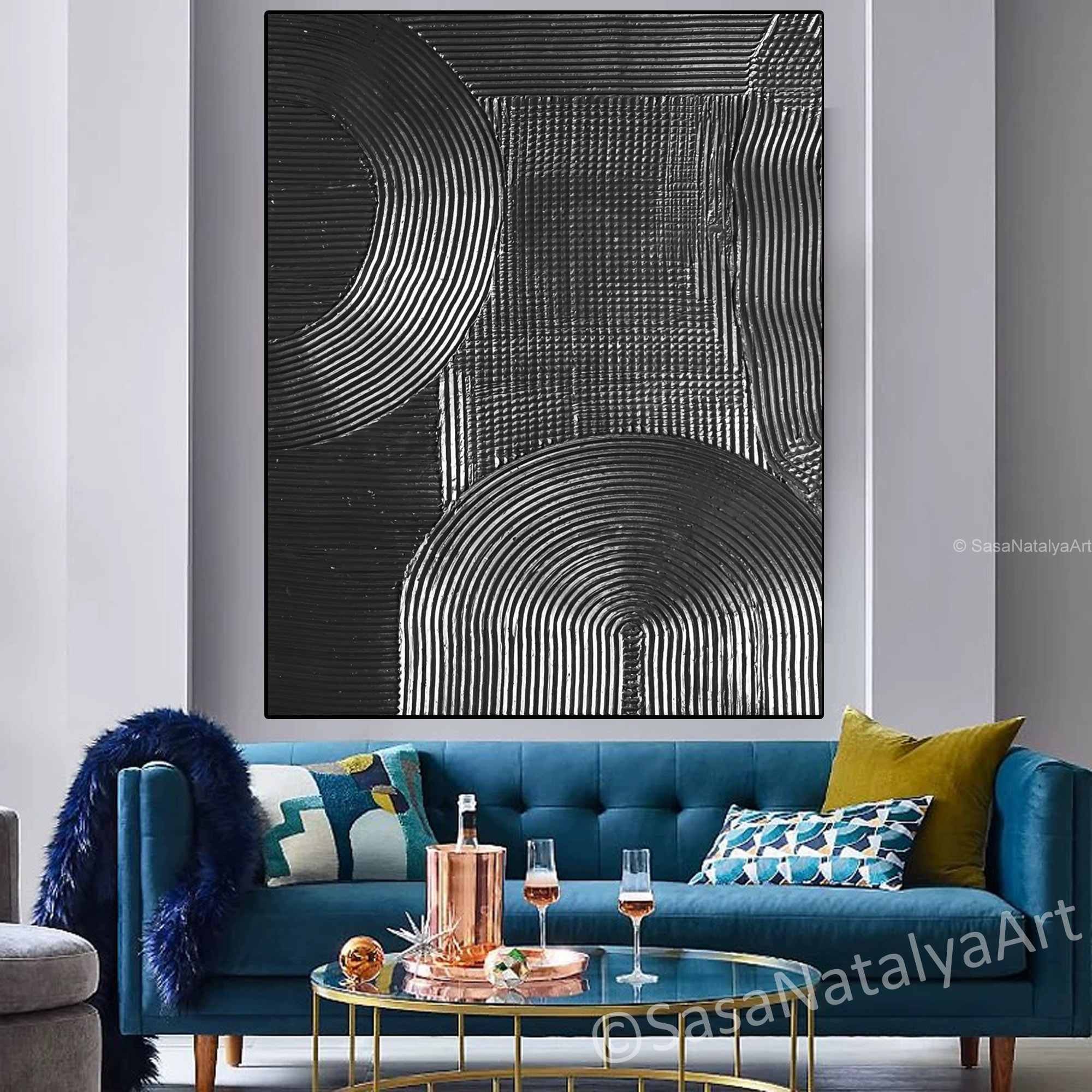 Black Textured Wall Art, Large Black Texture Wall Art, Minimalist Wall ...