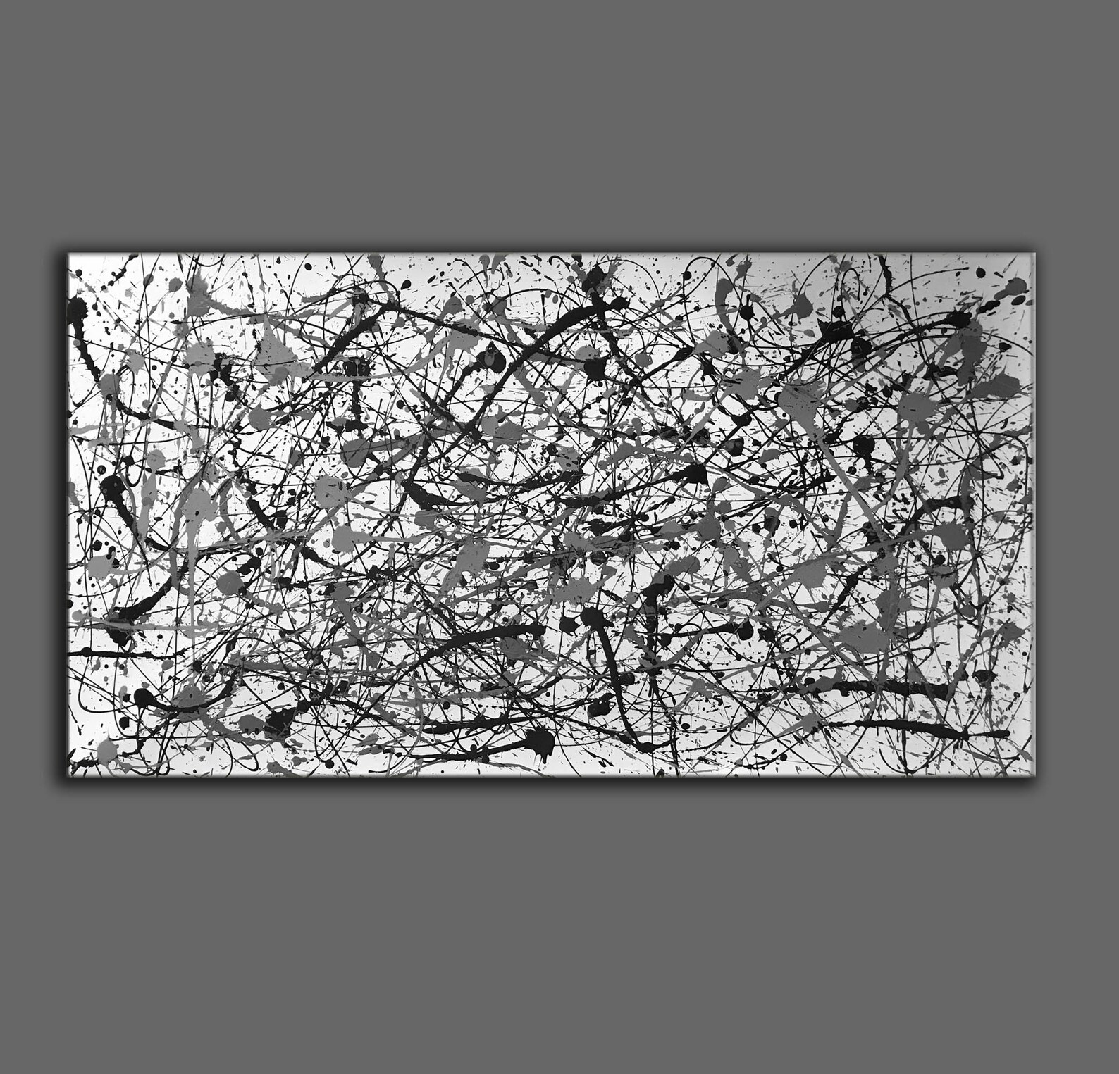 Abstract Black & White Pollock Painting White Pollock - Etsy