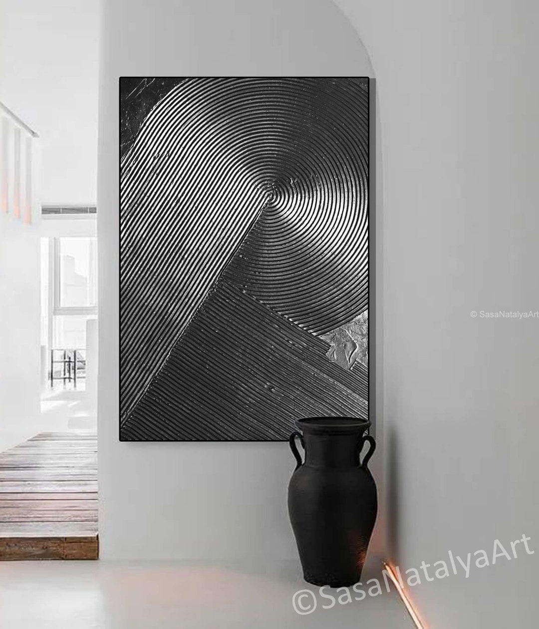 Black Painting, Extra Large Wall Art, Oversized Black Oil Painting ...