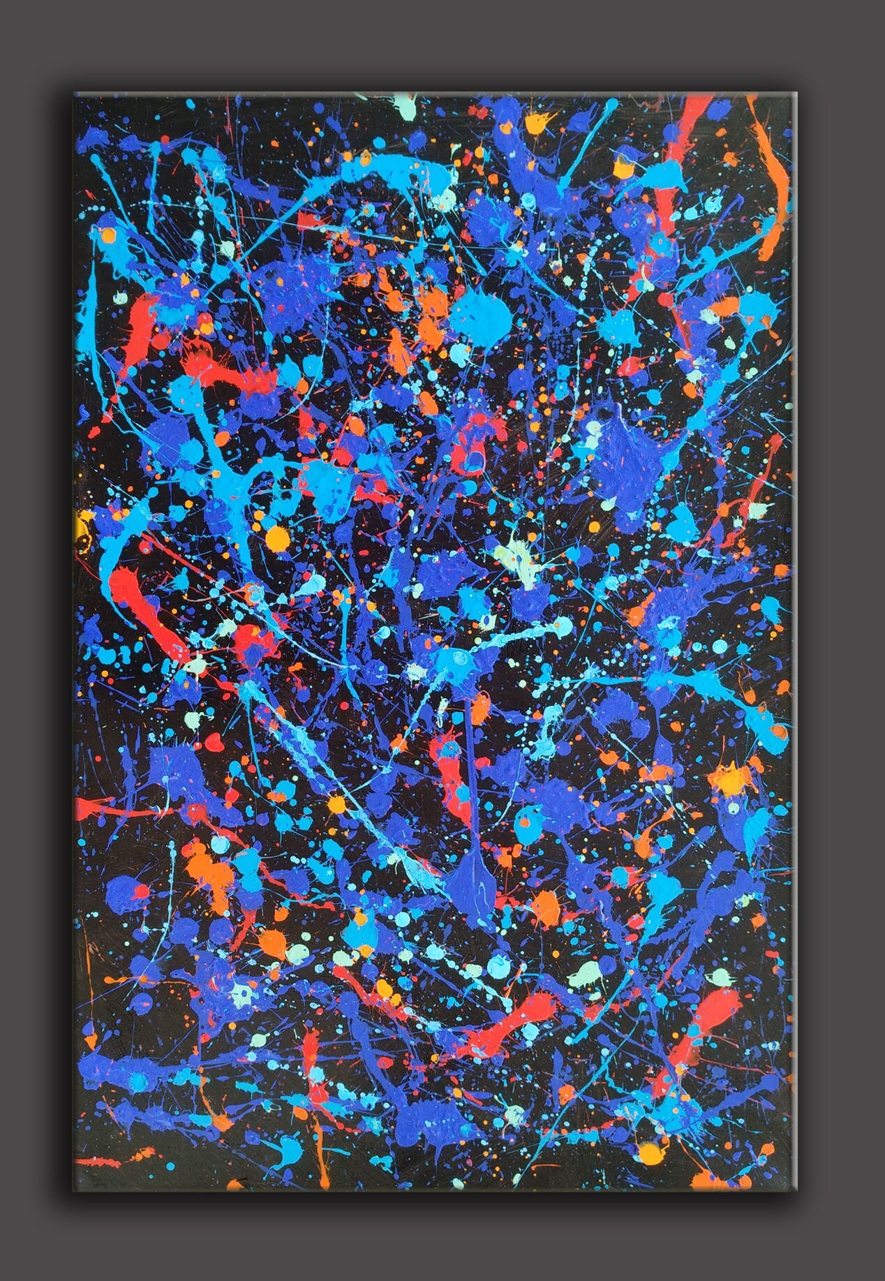 Expressionism Art Drip Painting Blue Canvas Artwork Large | Etsy