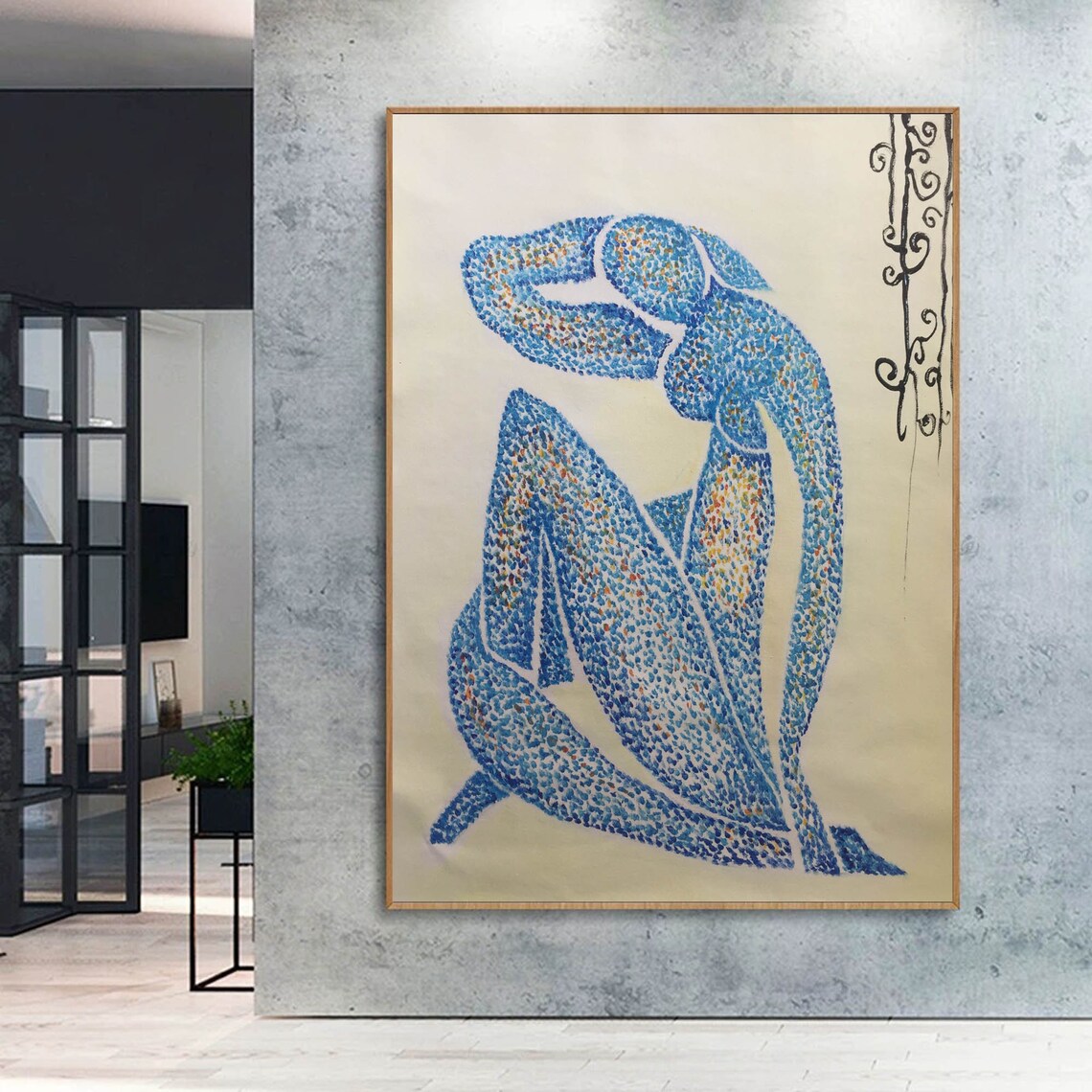 Pointillism Style Painting Henri Matisse Style Painting Blue - Etsy