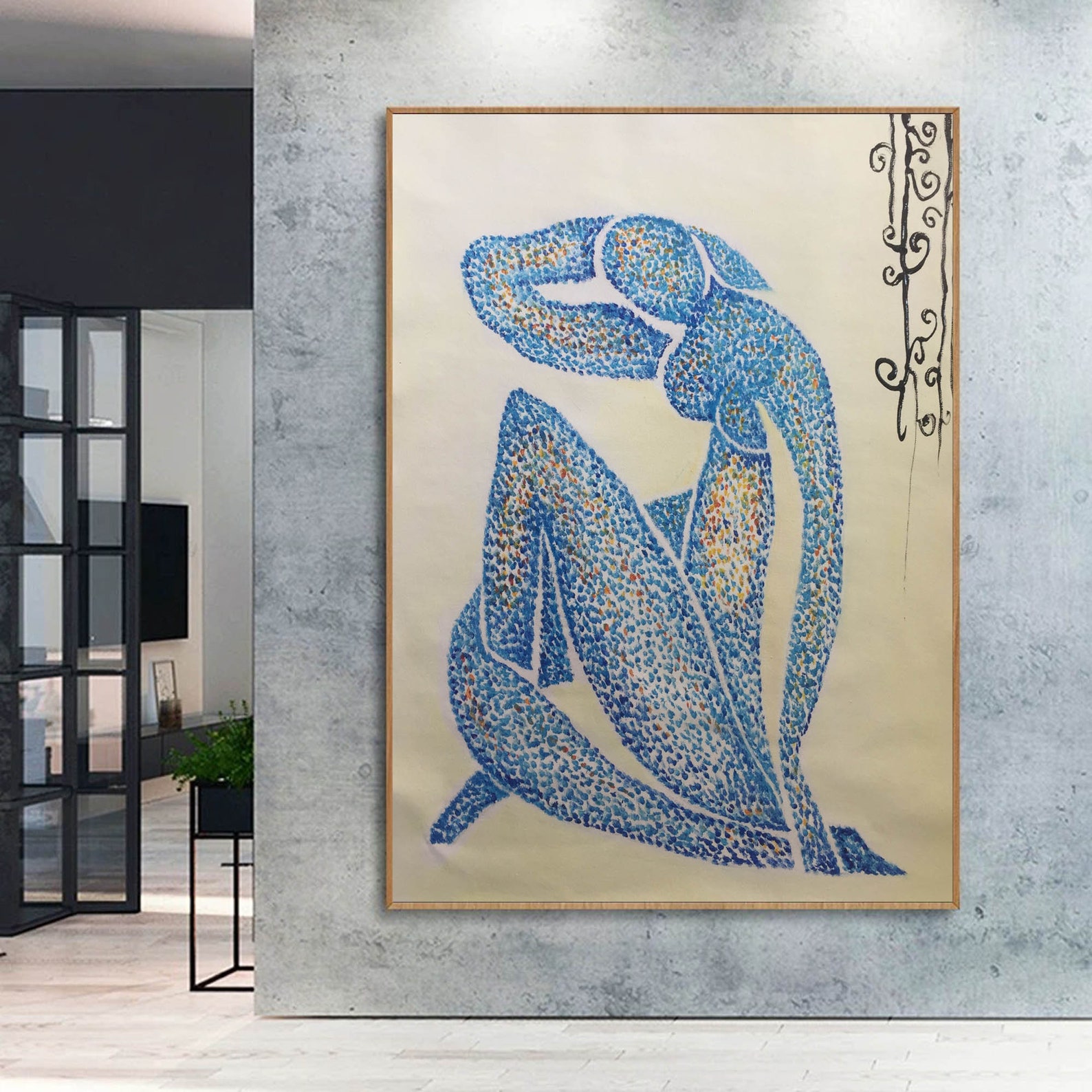 Pointillism Style Painting Henri Matisse Style Painting Blue - Etsy
