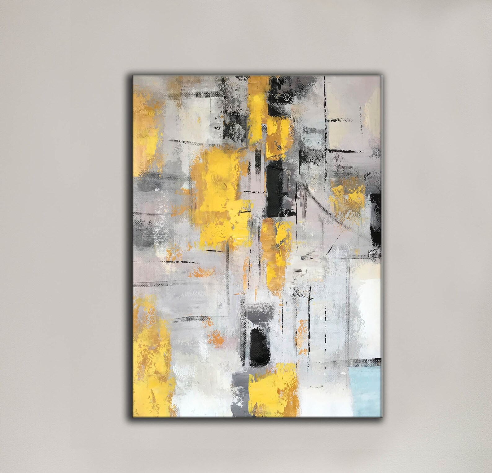 Large Oil Painting, Yellow Painting, Yellow Abstract Art, Palette Knife ...